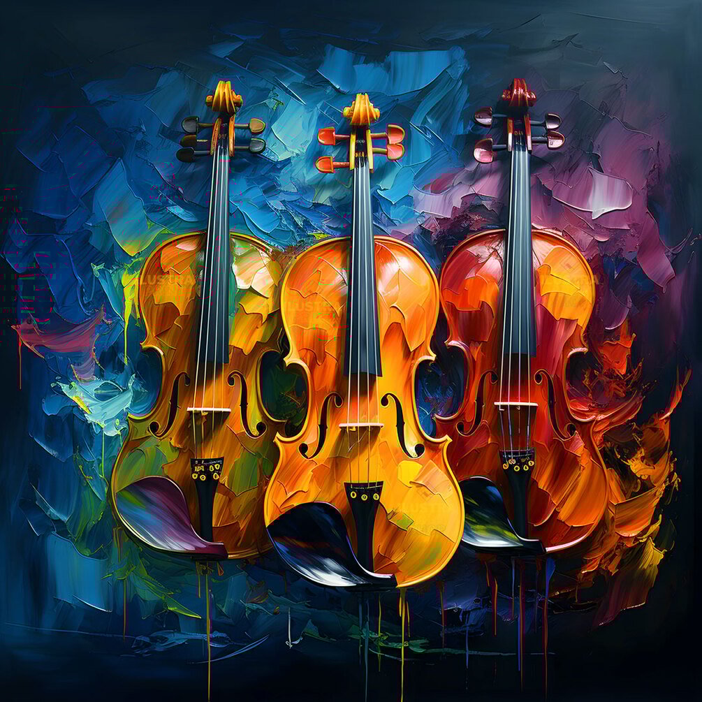 Violins in printable digital art