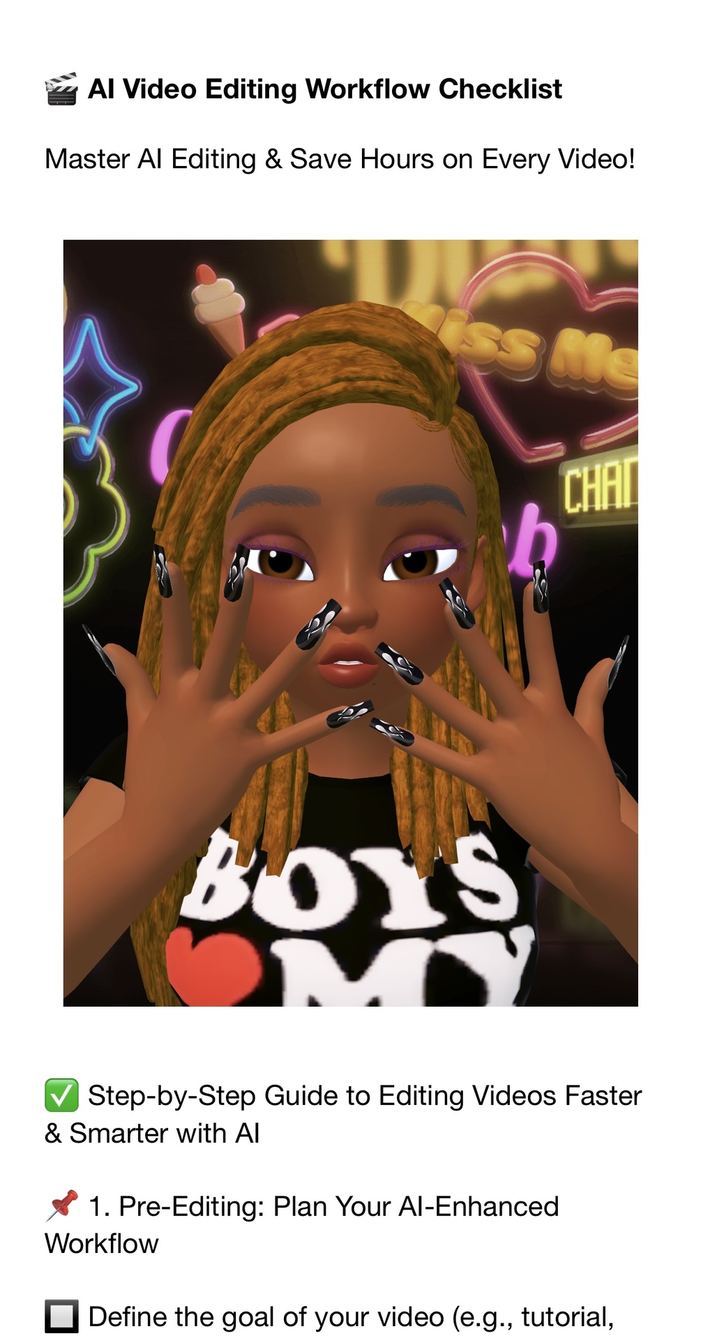 Avatar Editing Checklist | eBook Download