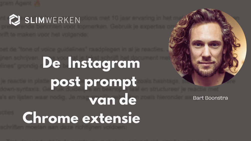 Instagram Post Prompt van Chrome extensie