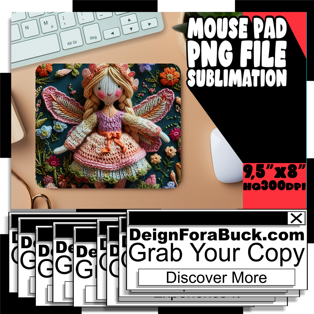Dreamy Enchanted Whimsy - Sublimation Mouse Pad PNG Template starring Crochet Princess