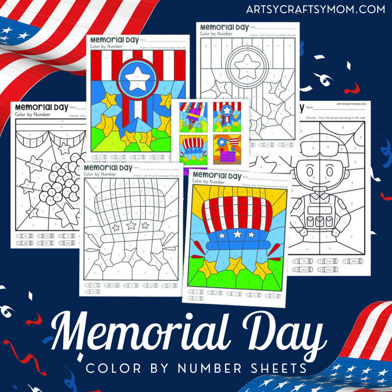 MEMORIAL DAY COLOR BY NUMBER SHEETS