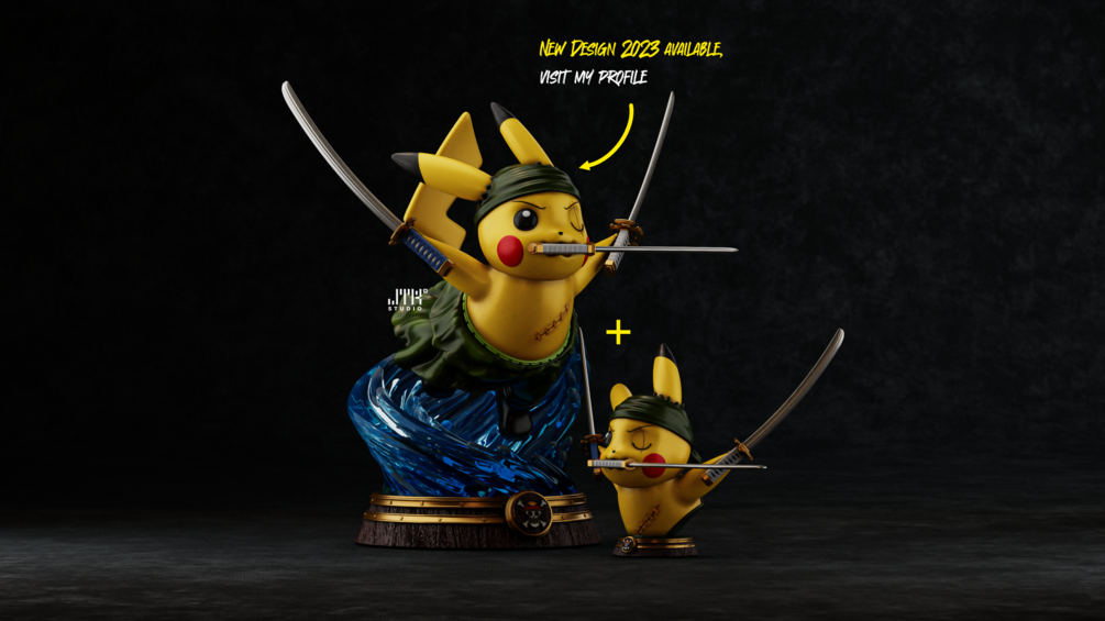 PIKACHU ZORO POKEMON ONE PIECE + BUST