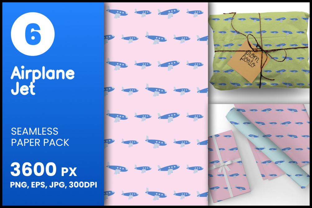 Airplane Jet 6 Seamless Patterns
