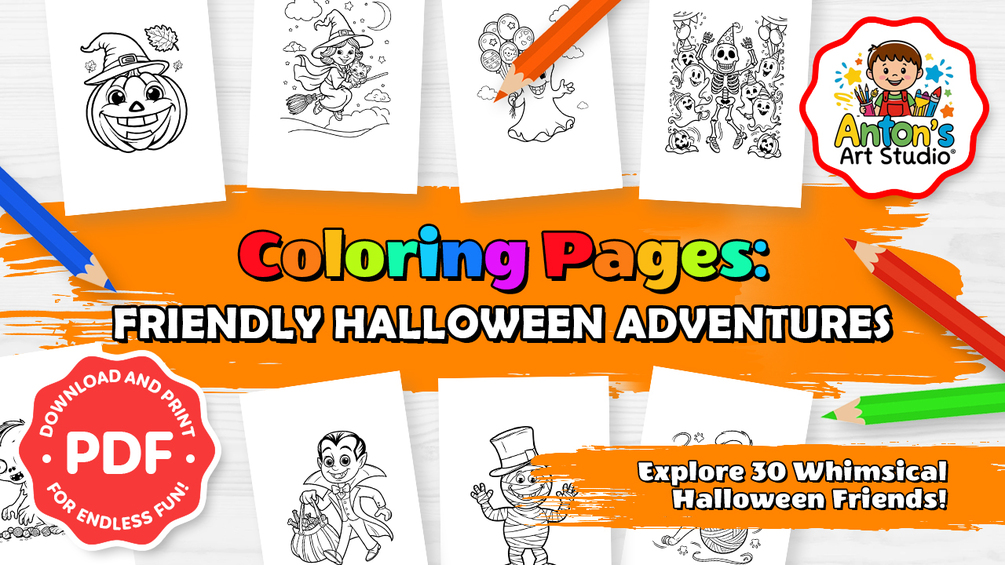 Coloring Pages: Friendly Halloween Adventures | 30 Whimsical Designs ...