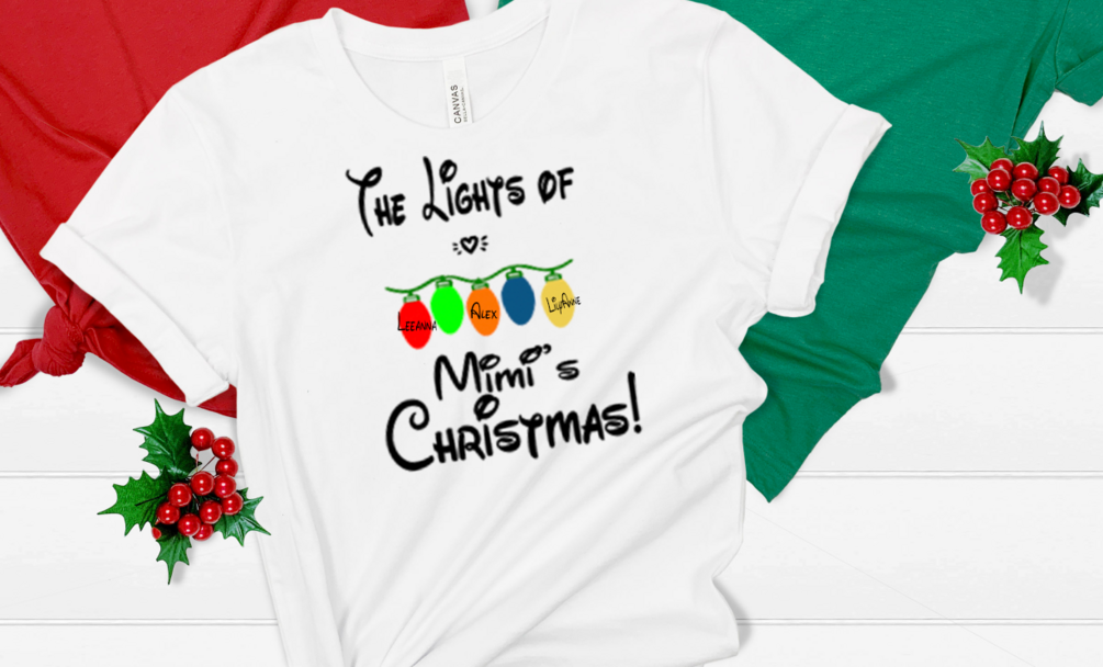 The lights of Mimi, Nana, Grandmas Christmas PNG Sublimation