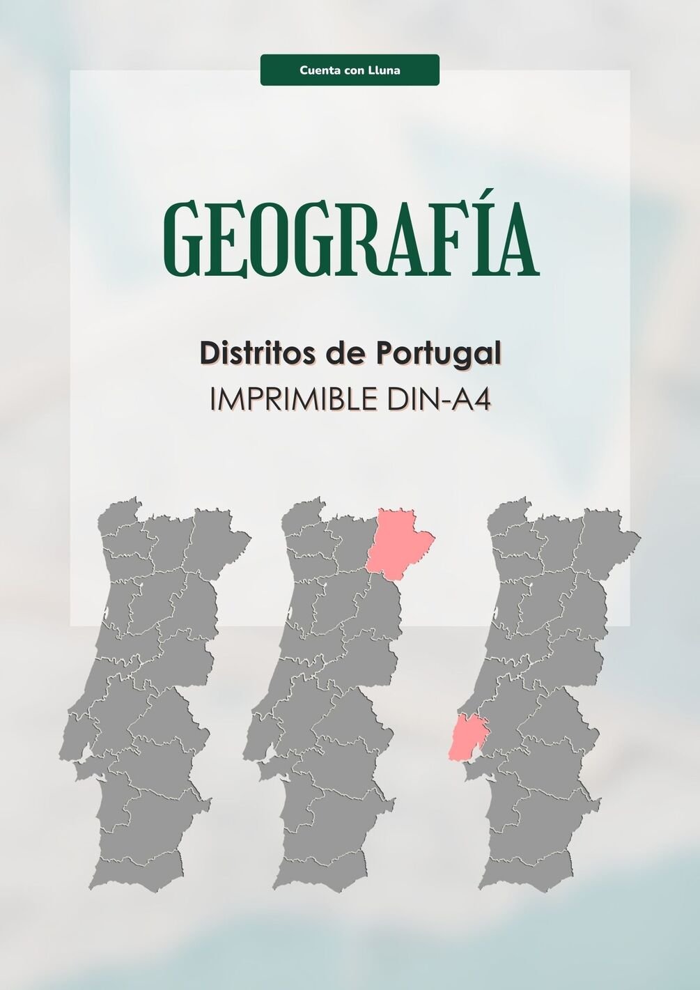 IMPRIMIBLE DIN-A4 - Mapa distritos de Portugal