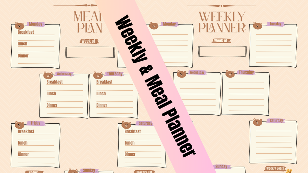 A4 Weekly & Meal Planner – Printable PDF