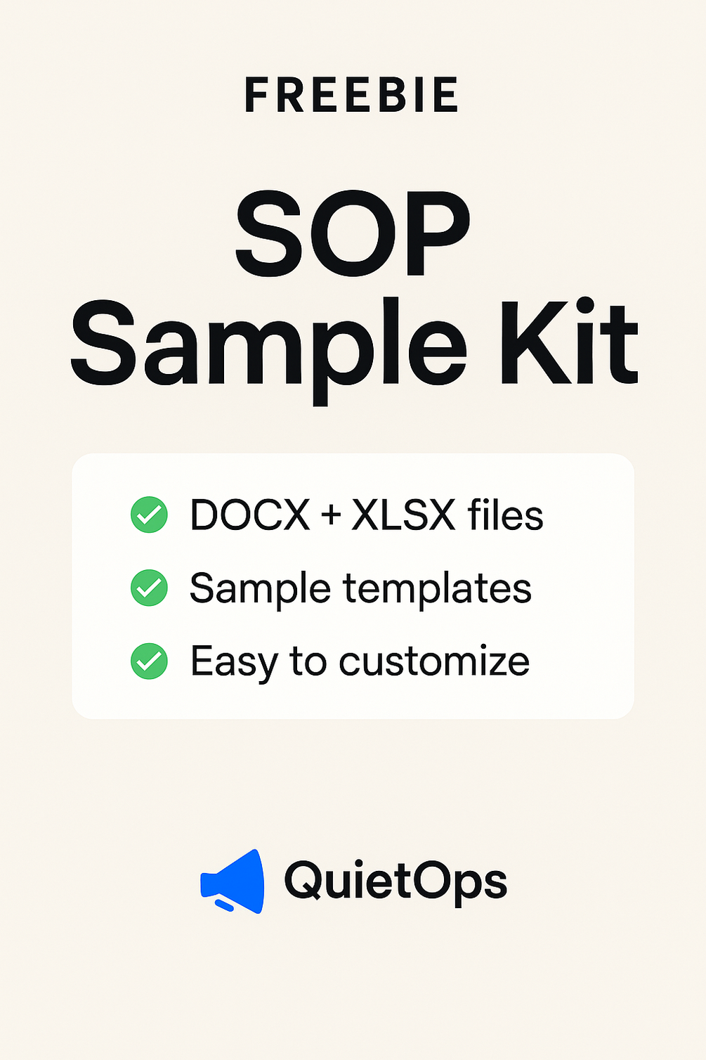 QuietOps SOP Sample Kit FREE