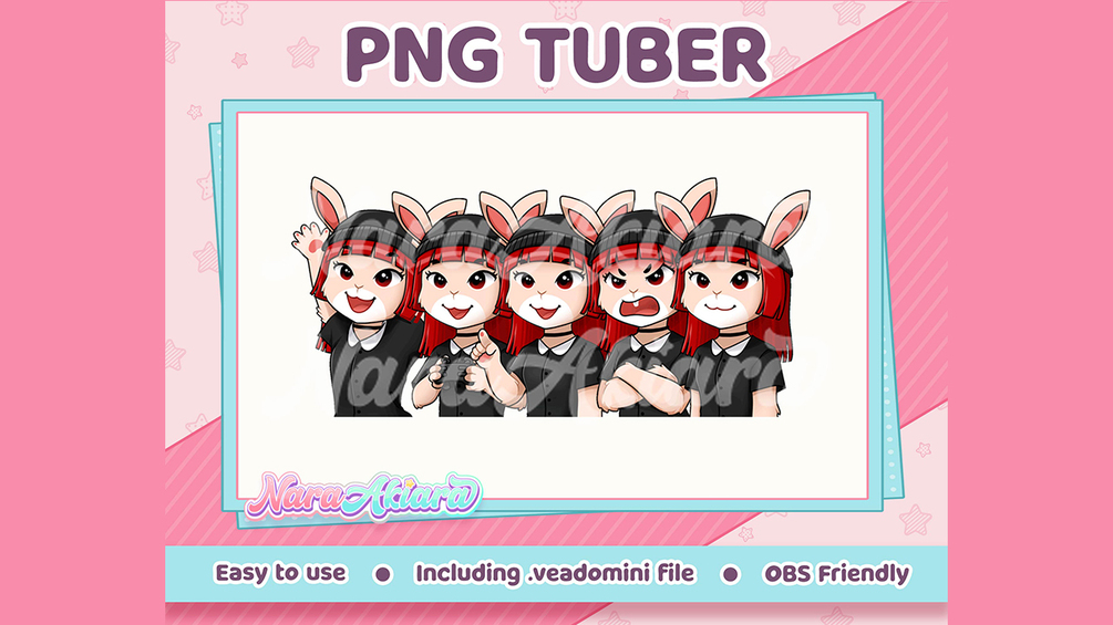 Elevate Your Vtuber Stream with Chibi PNGTuber Avatar Rabbit Girl