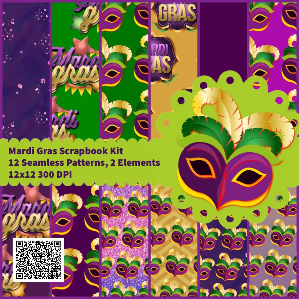 Unique Handmade Mardi Gras Scrapbook Kit