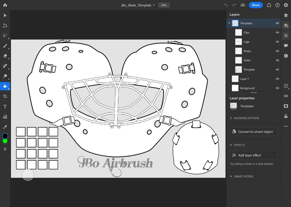 2D Goalie Mask Template Photoshop