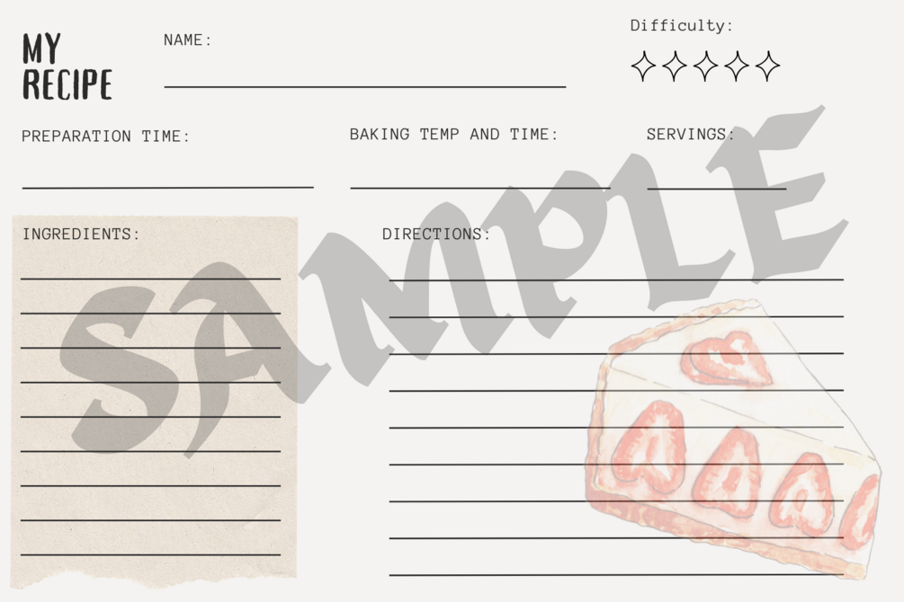 Vintage Sweets Recipe Card | 4x6 Printable PDF (2 Pages)