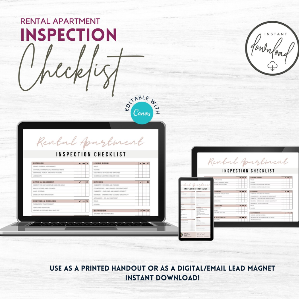 Rental Apartment Inspection Checklist Realtor Template | Real State ...
