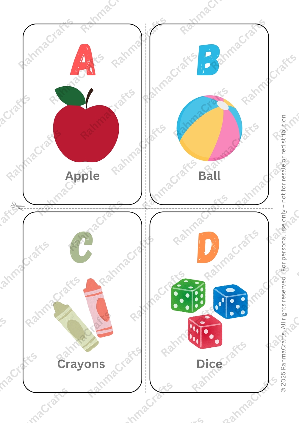 Alphabet A-Z Flashcards with Pictures printable - Learn ABC with ...