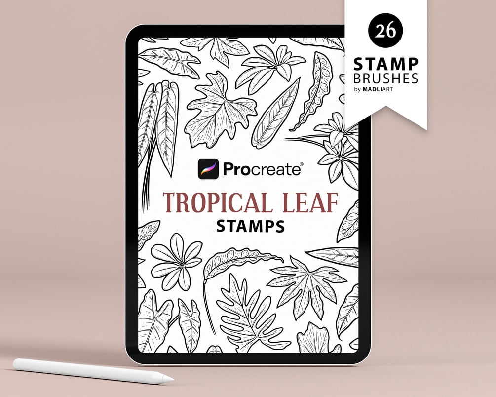 Tropical Leaf Stamps for Procreate | Jungle Stamp Set | Procreate ...
