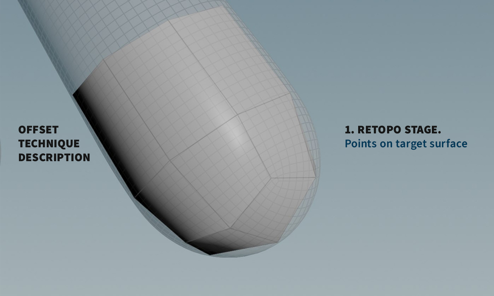 Retopo-mesh offset. Houdini tutorial & scene