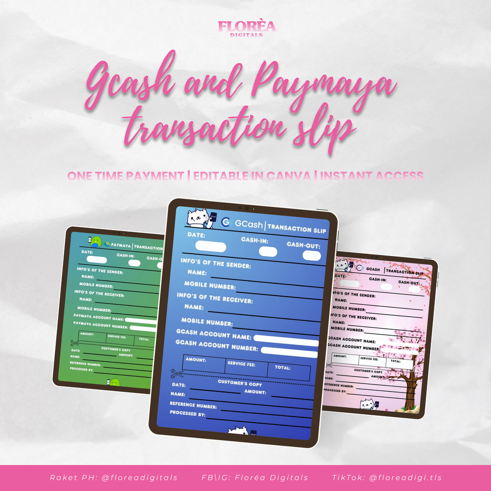 GCash and PayMaya Transaction Slip and Record | EDITABLE AND PRINTABLE