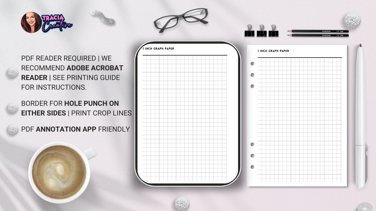 1 Inch Graph Paper - Digital Download, Printable PDF