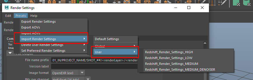 Redshift Quick Render setting and AOVs for Maya