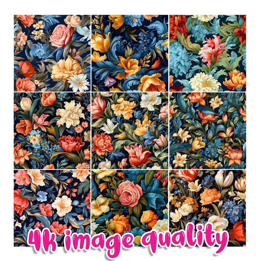 Oil painting Floral Seamless Pattern, Repeating Pattern, 20 Digital ...