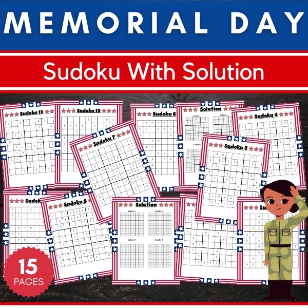 Patriotic Memorial Day | Flag day Sudoku Puzzles With Solutions - Brain ...