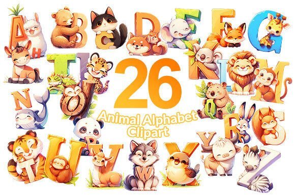 Animal-Alphabets Sublimation Bundles Graphics