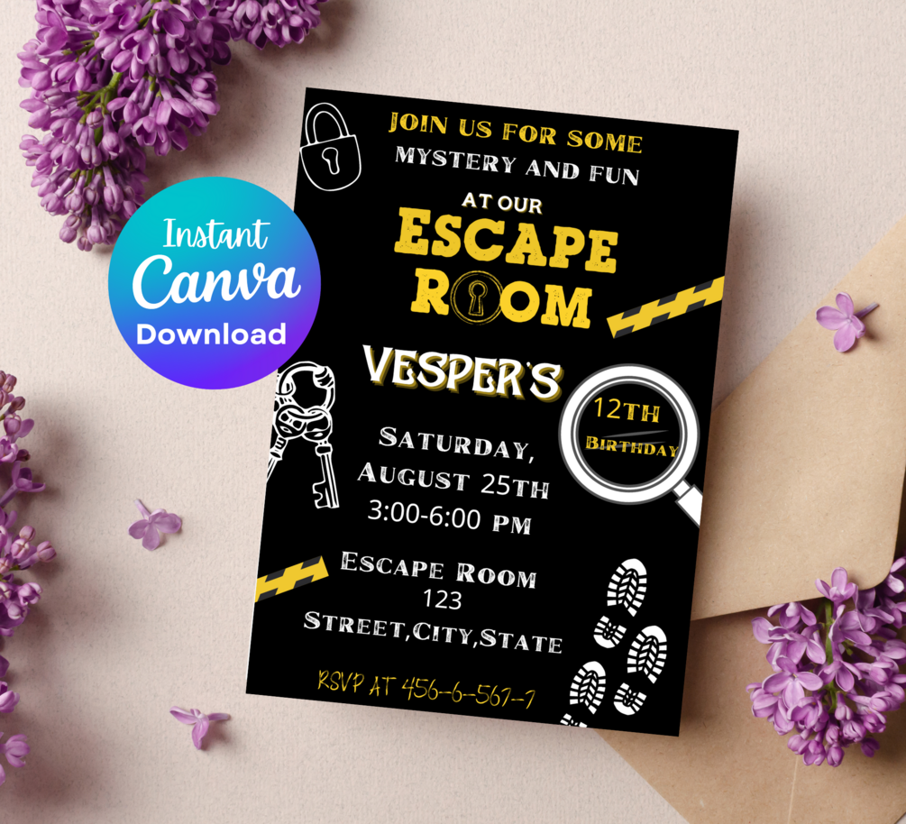 Escape Room Birthday Invitation | Thrilling and Customizable Mystery ...