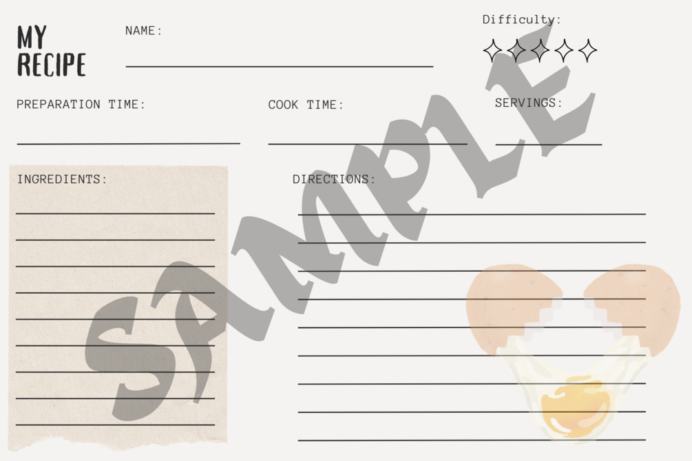 Vintage Breakfast Recipe Card | 4x6 Printable PDF (2 Pages)