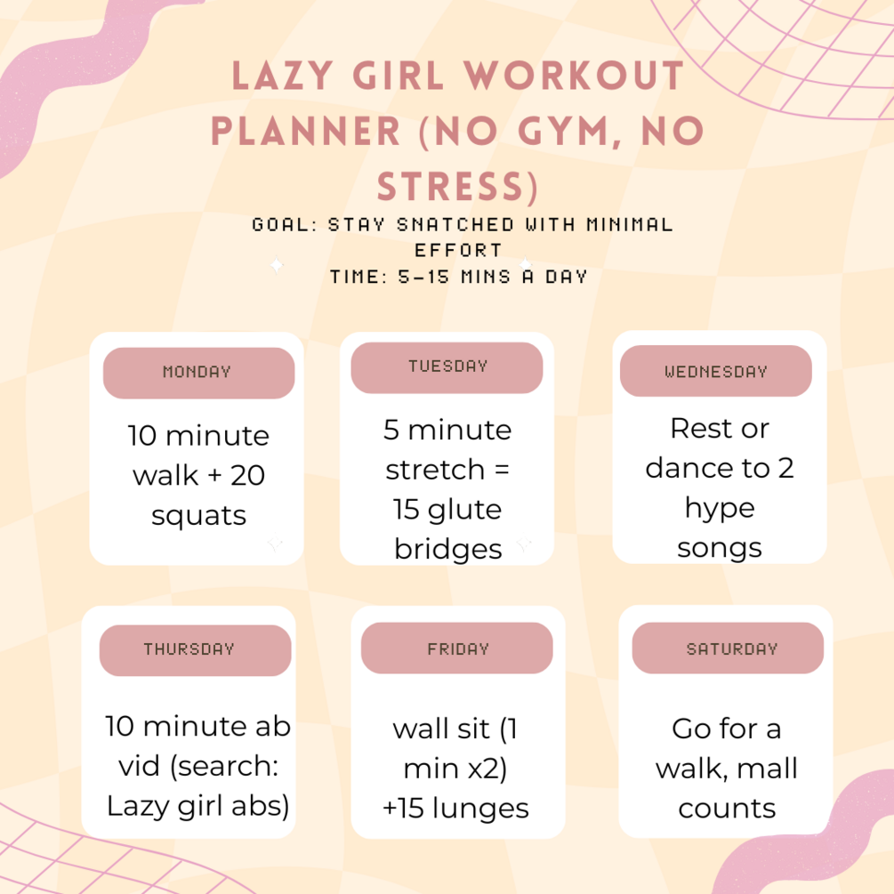Lazy Girl Workout Planner