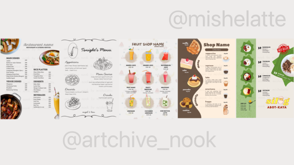 MENU canva editable template | café coffee shop formal event fine ...