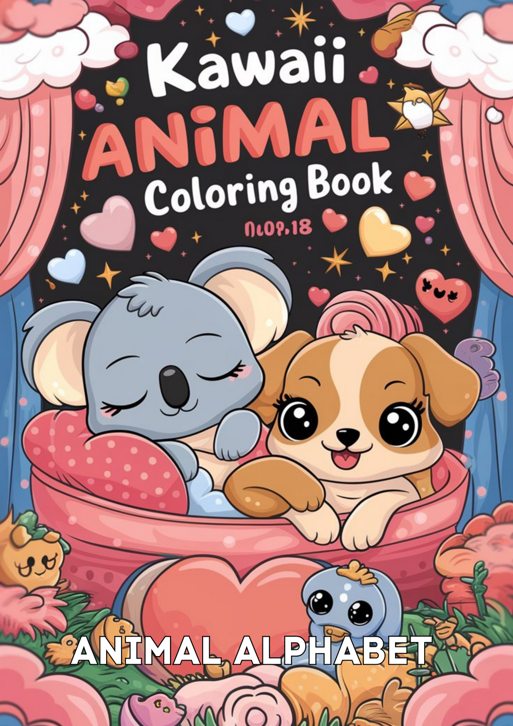 53 Pages Kawaii Animal Coloring Book