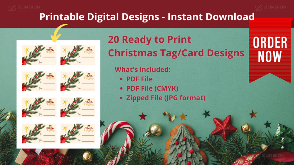 Printable Christmas Card/Tags PDF - 20 Ready-to-Print Gift Tags & Cards ...