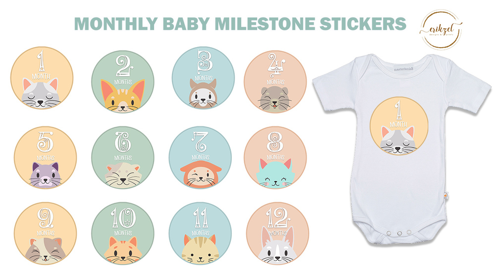 Baby Milestones Stickers_ Cats theme