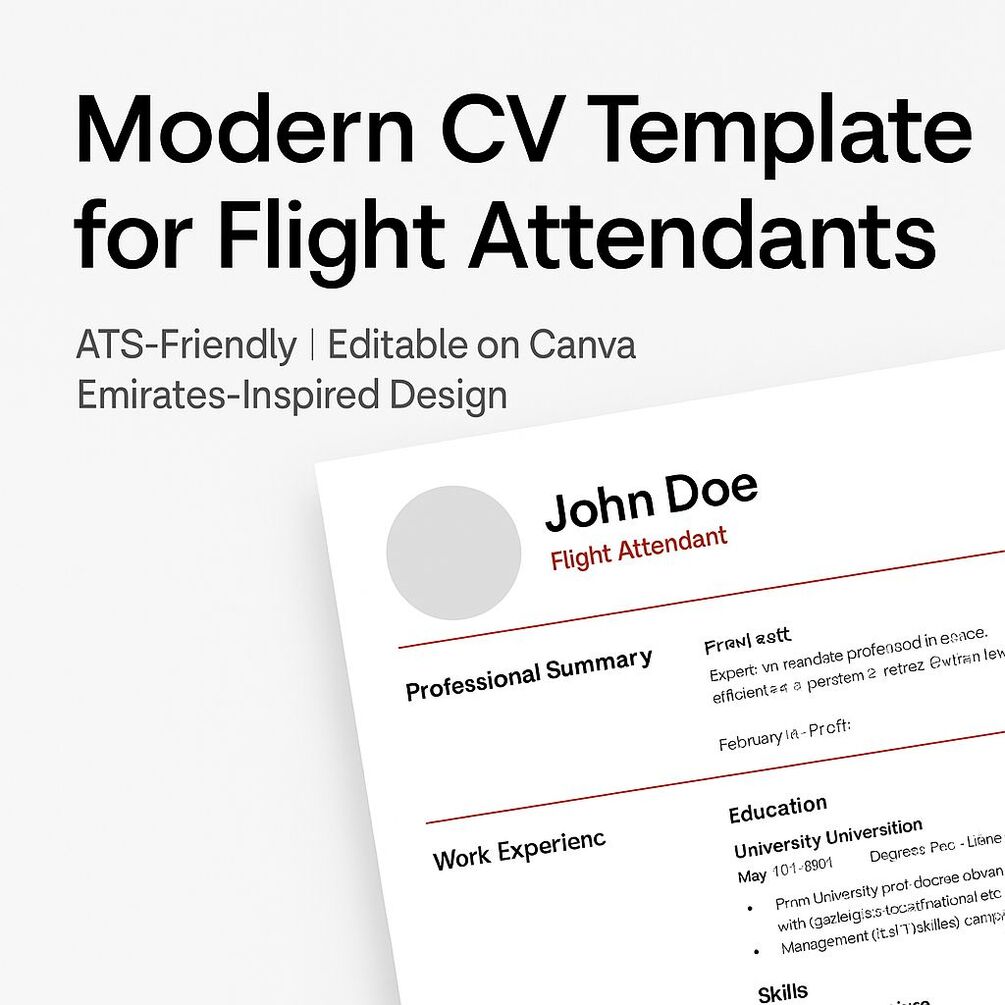 Modern CV Template for Flight Attendants – Ready for Emirates, Qatar ...