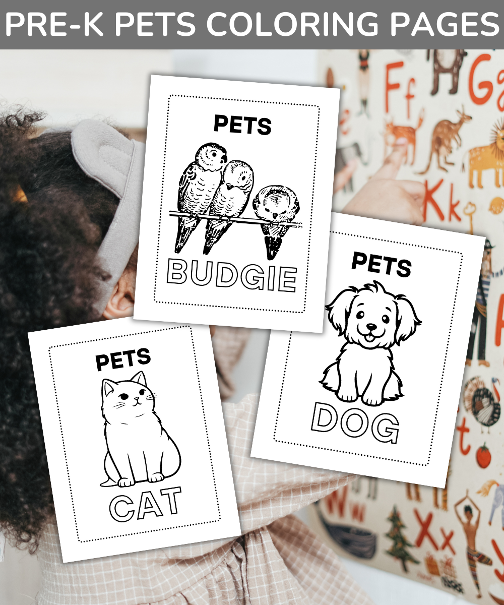 PreK Pets Coloring Pages - Set of 10 - Commercial Use Allowed