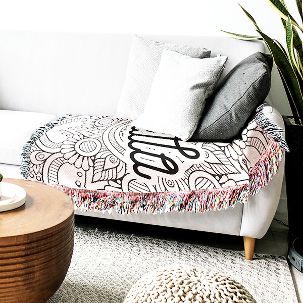 Jacquard Fringe Woven Blanket Mockup Bundle