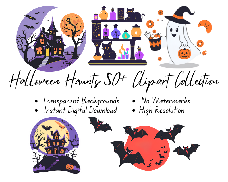 Halloween Haunts 50+ Clipart Collection | High-Resolution Digital ...
