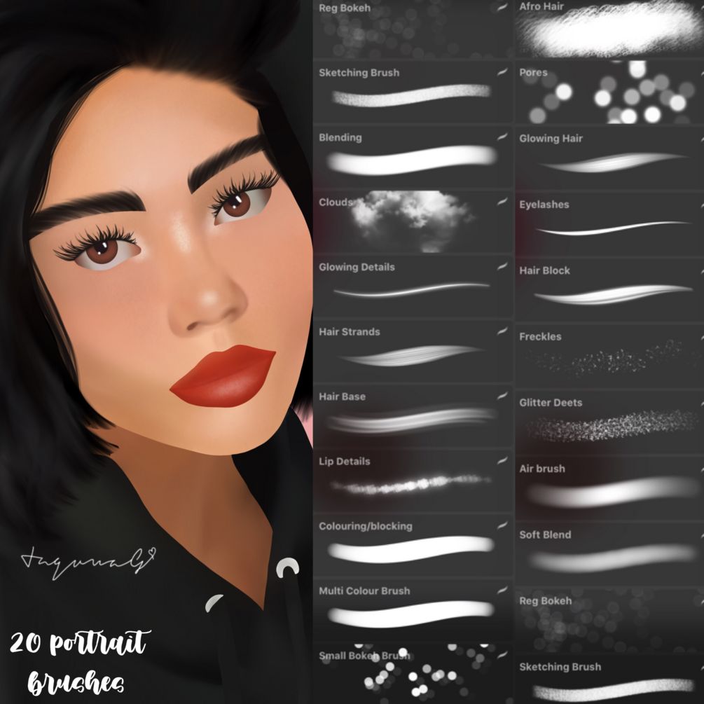 20 FREE procreate portrait brushes!