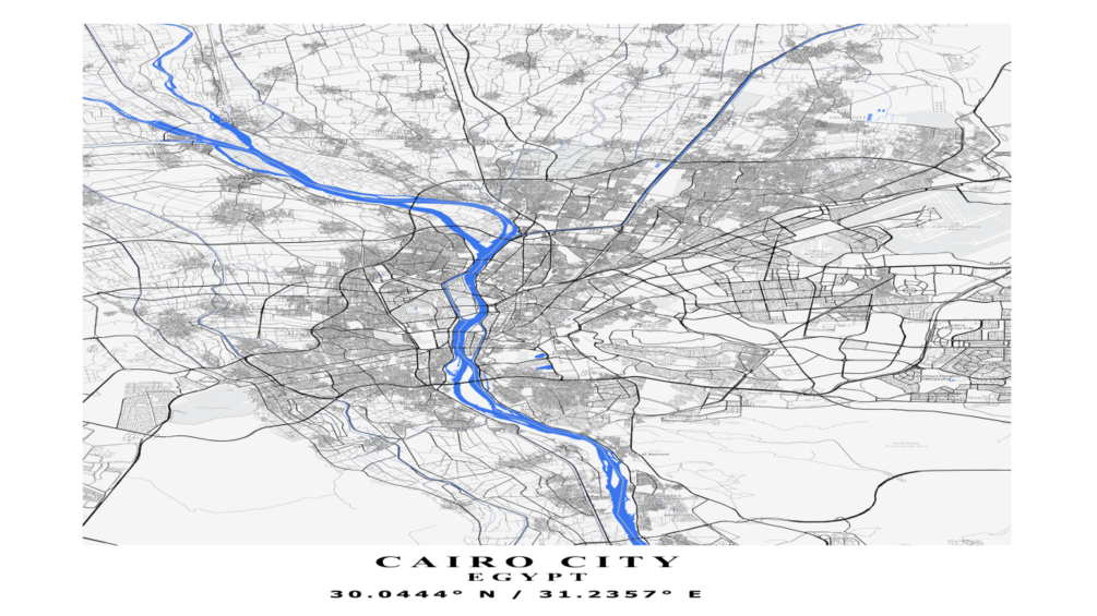 Stylish Map for Decoration - Cairo City, Egypt
