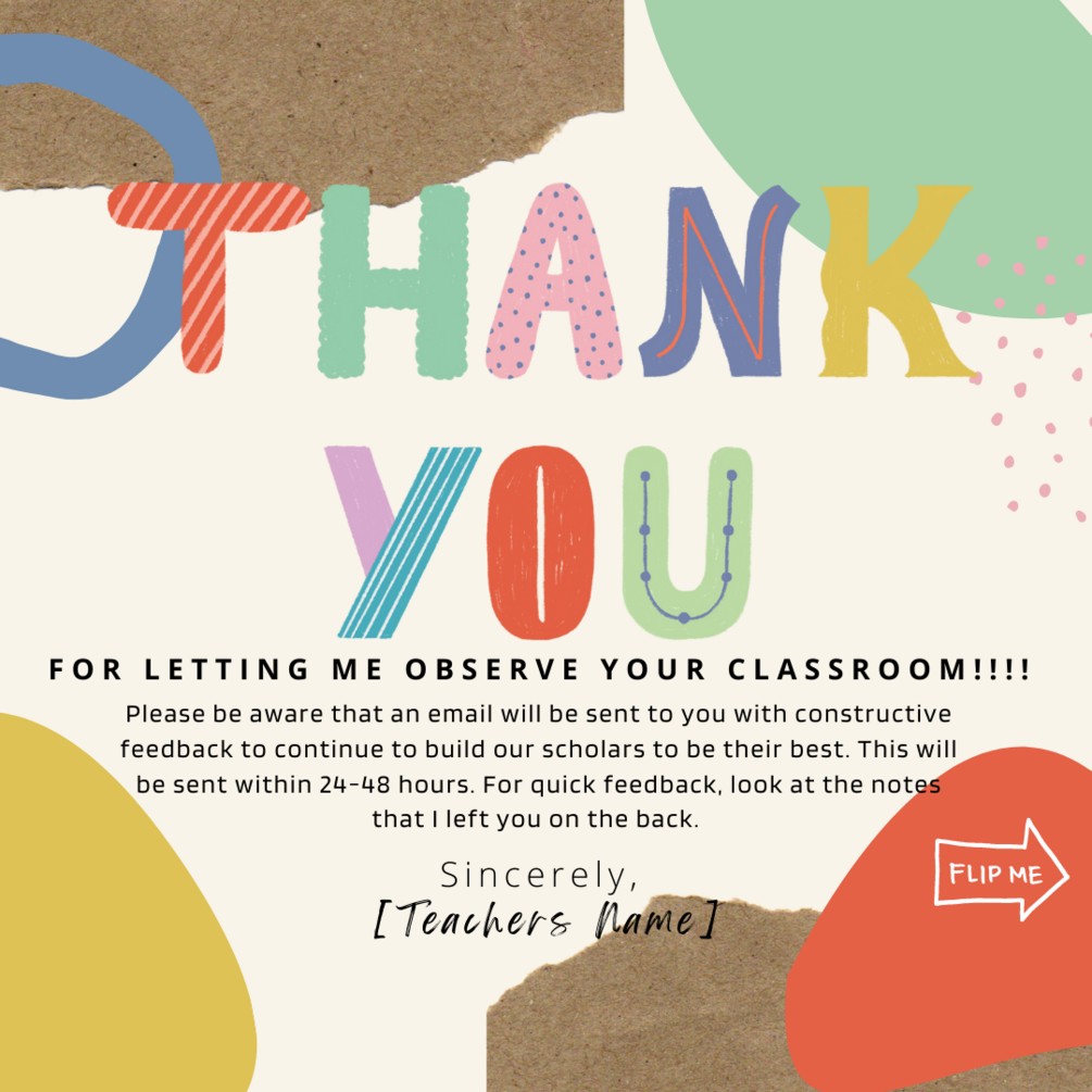 Walk Through/Classroom Observation Cards