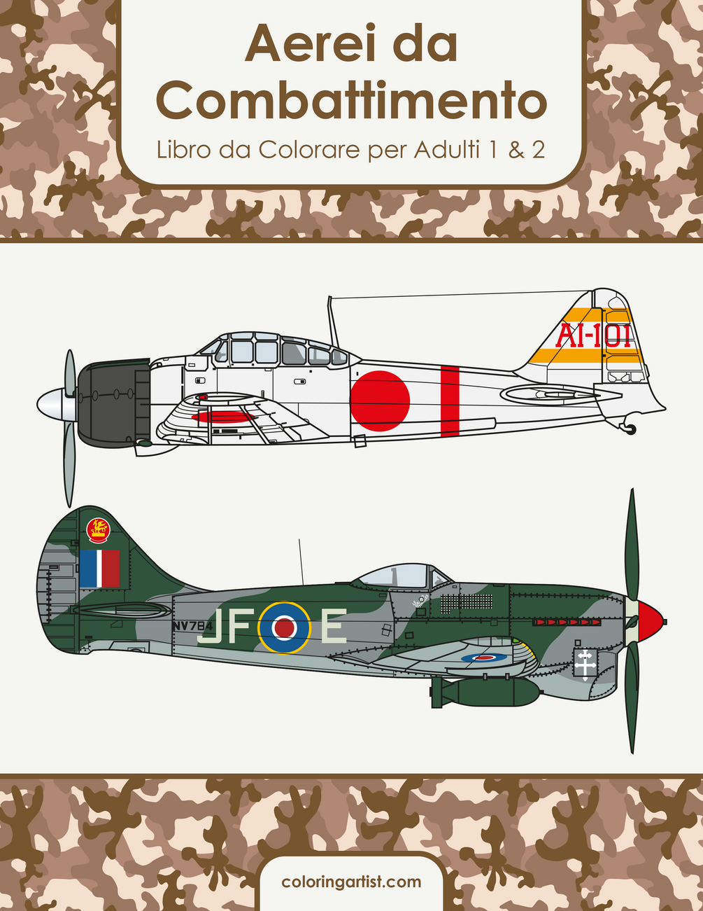 Aerei da Combattimento Libro da Colorare per Adulti 1 & 2