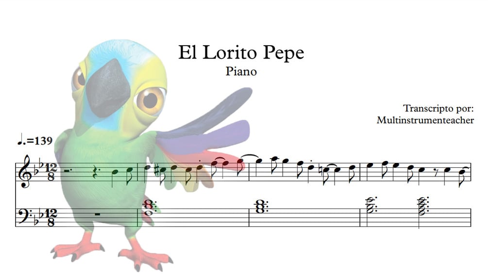 El Lorito Pepe - Partitura para piano