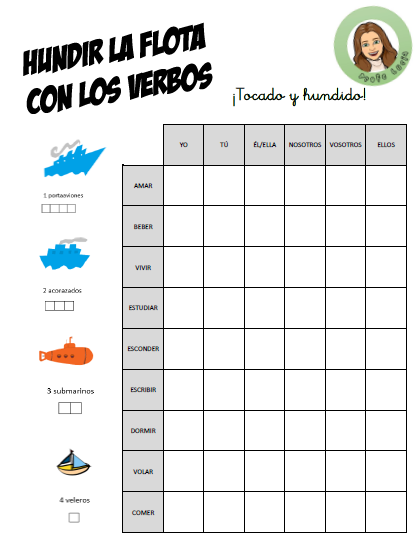 Hundir la flota: verbos