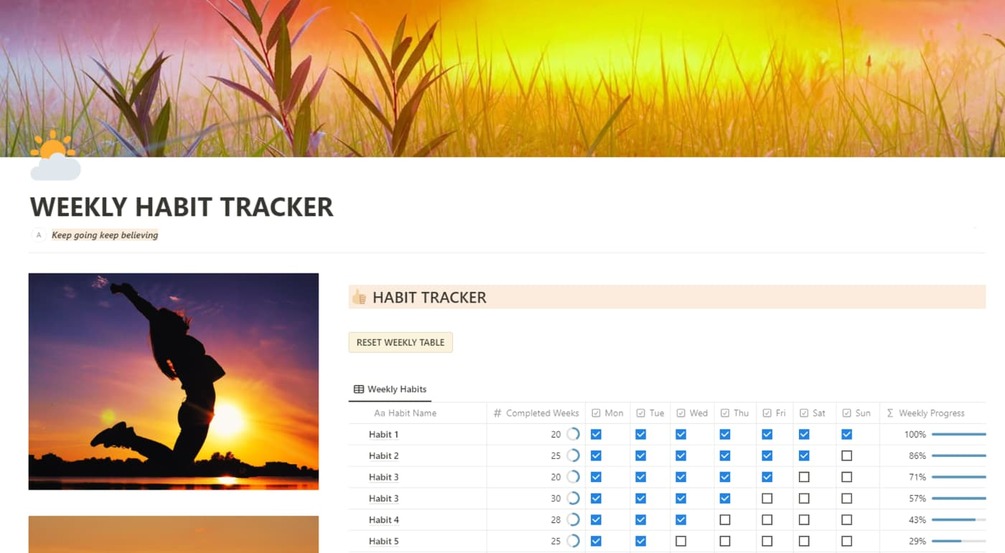 Weekly Habit Tracker Template
