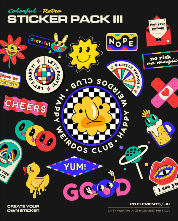 Unveiling Colorful and Retro Sticker Pack III: Get your hands on the ...