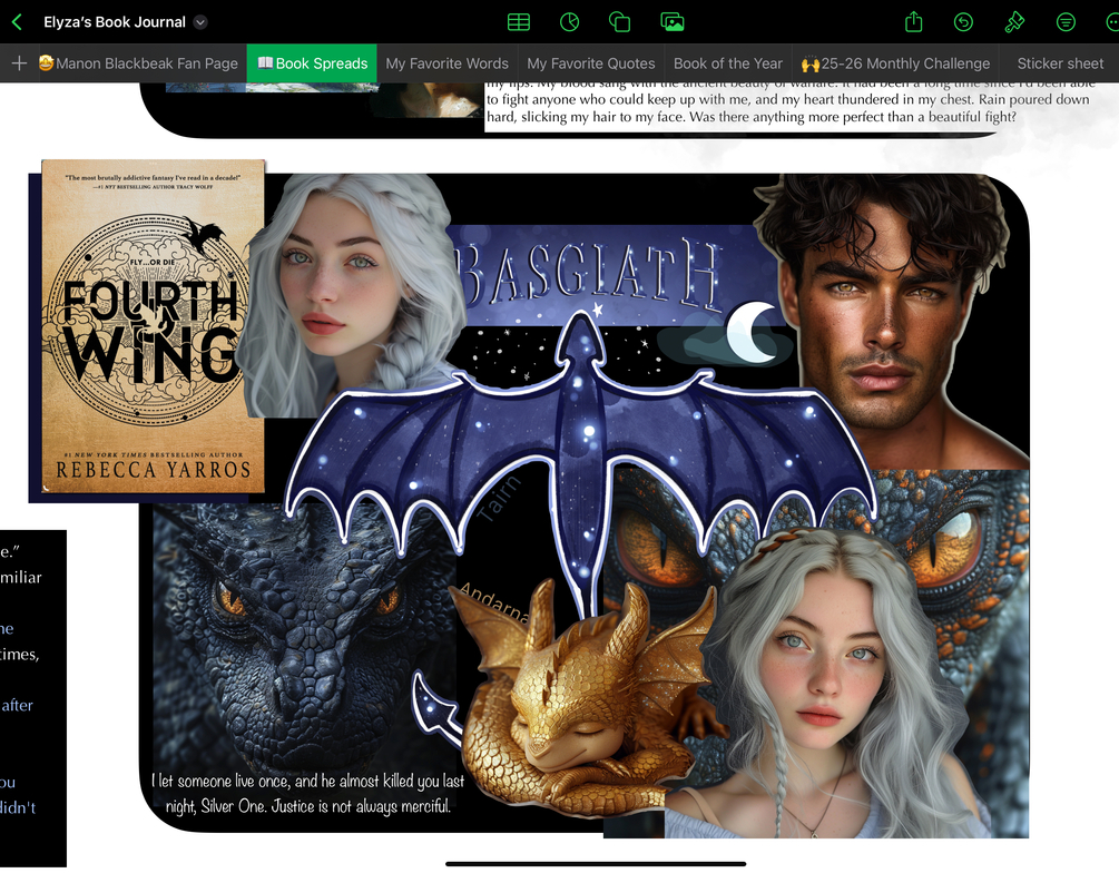 Fourth Wing Dragon Art: Decorate your journal / planner sticker