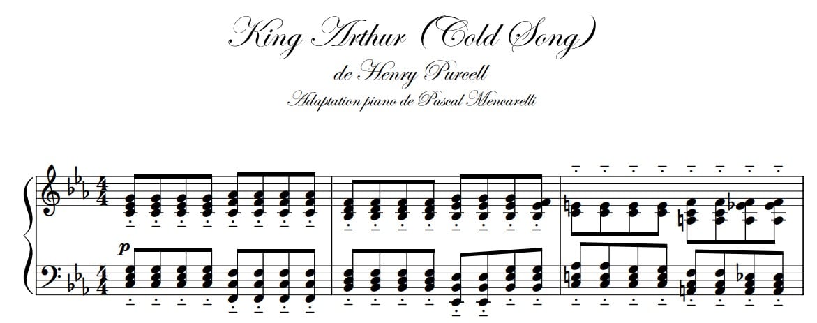 Purcell - The Cold Song (King Arthur - What Power Art Thou) - Piano Score