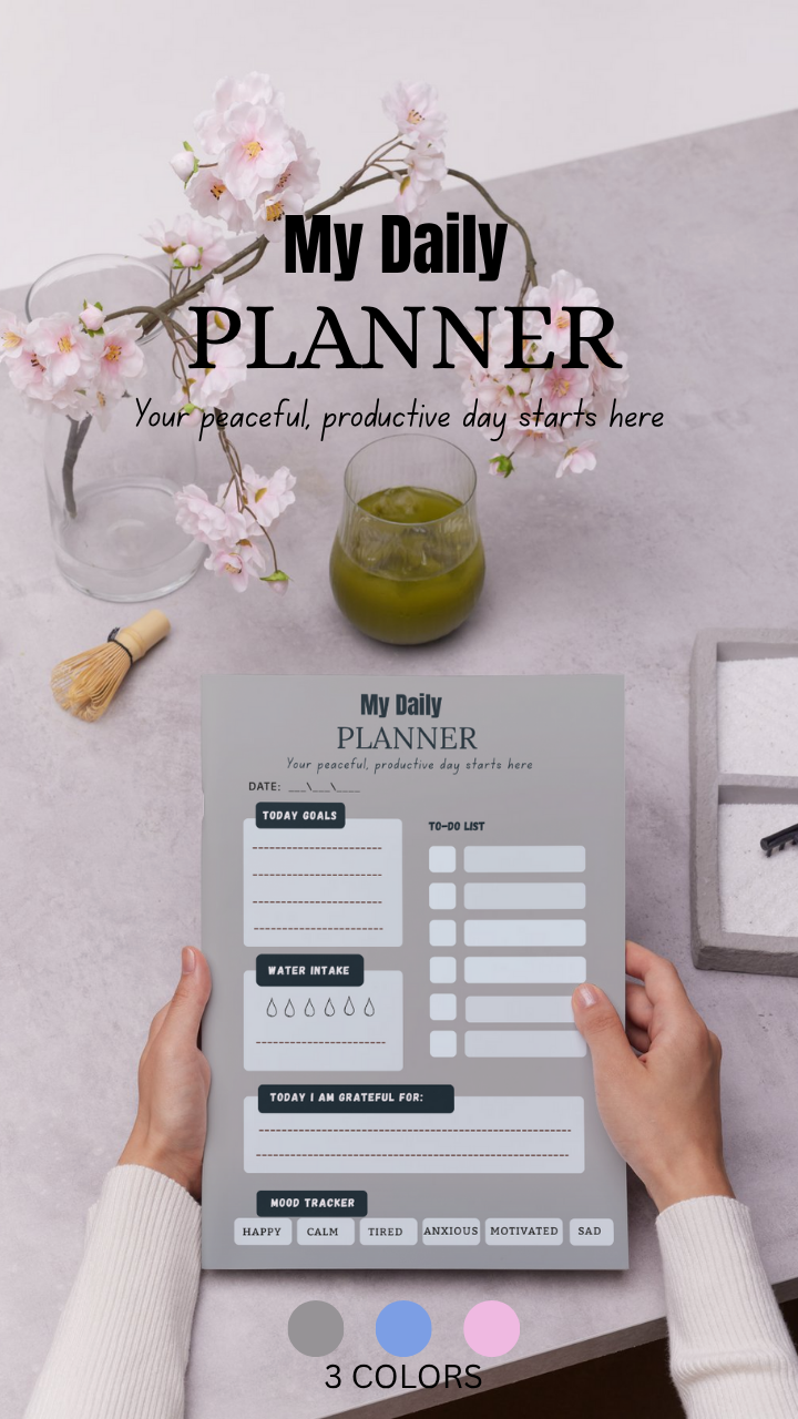 Printable Daily Planner - 3Aesthetic Colors