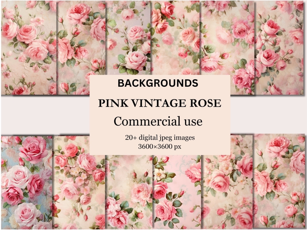 Digital Pink Rose backgrounds, painted rose background, paintings ...