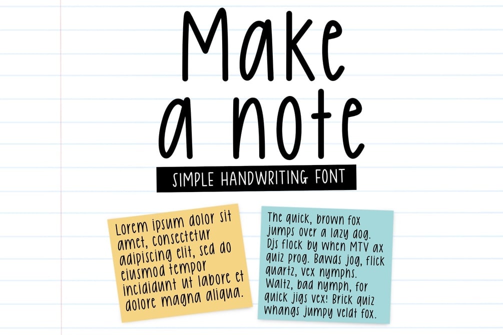Make a Note handwriting font otf ttf